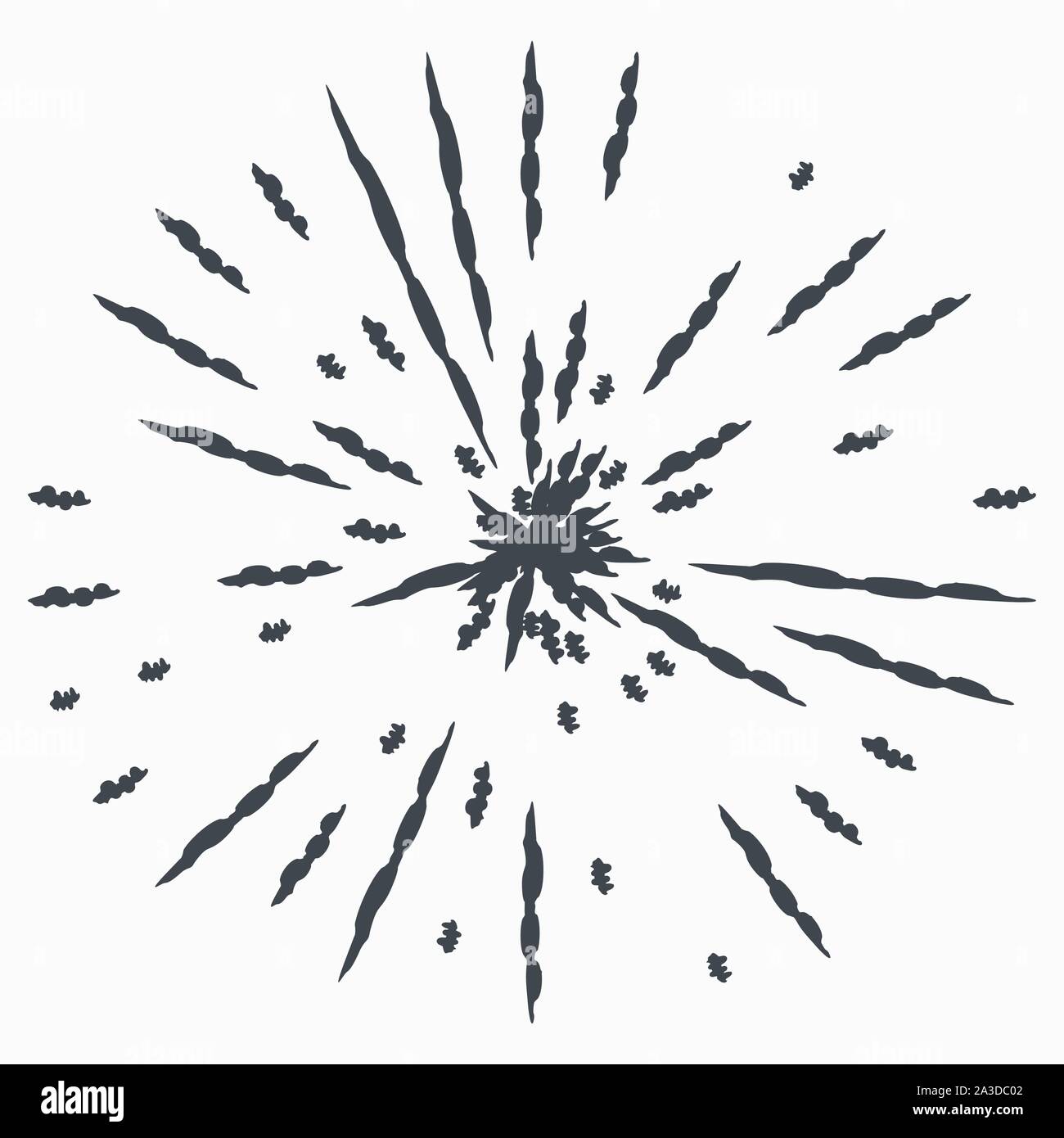 Vintage Sunburst Explosion Handdrawn Design Element Fireworks Black ...