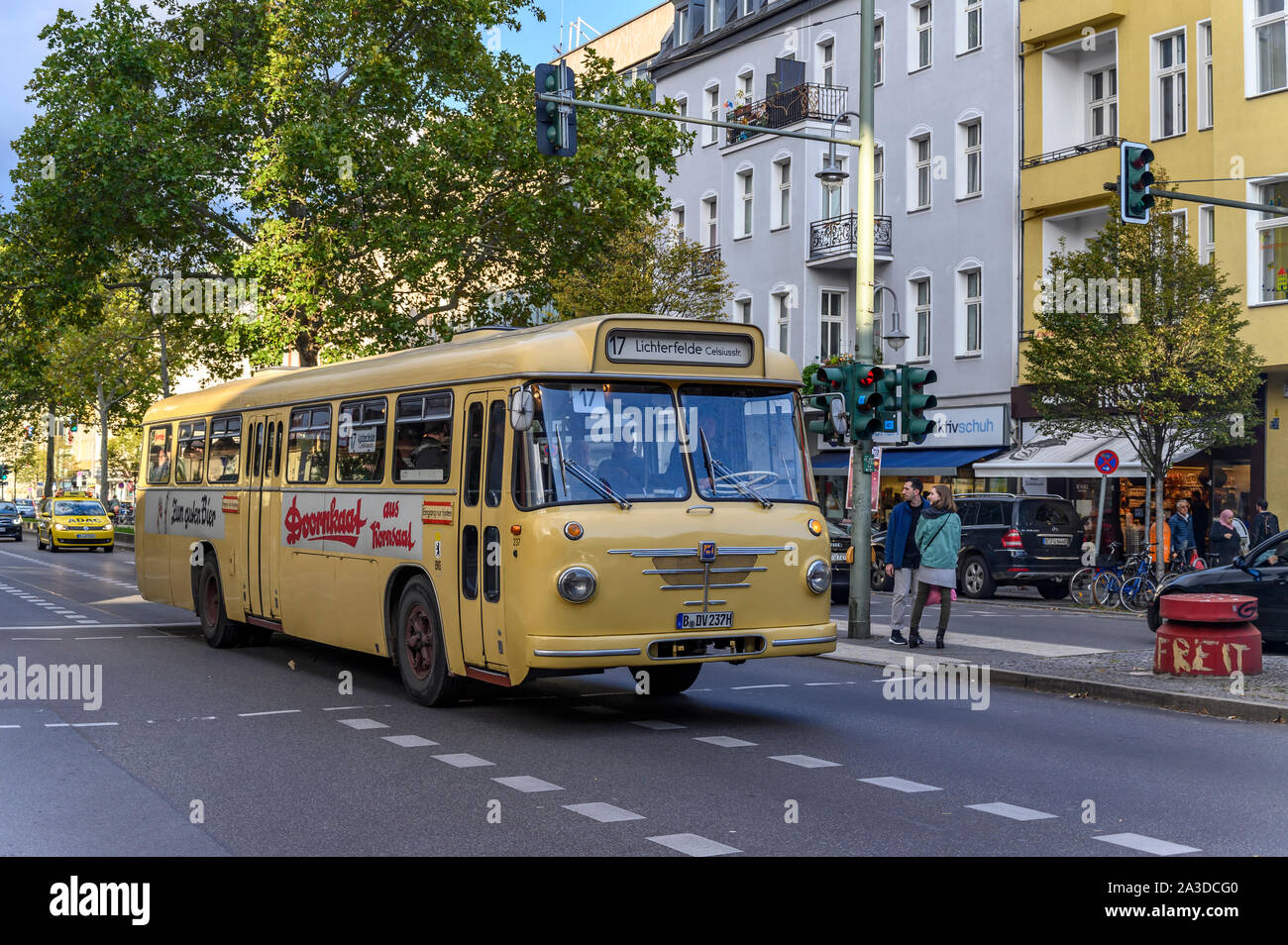 Berlin, Germany - October 5, 2019: Historic bus, which is used in ...