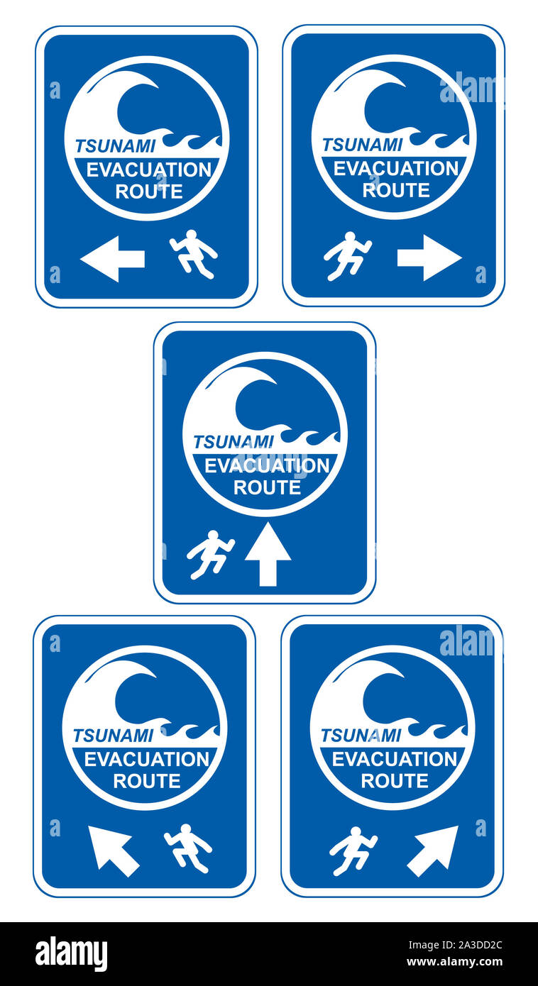 Tsunami evacuation route sign Cut Out Stock Images & Pictures - Alamy