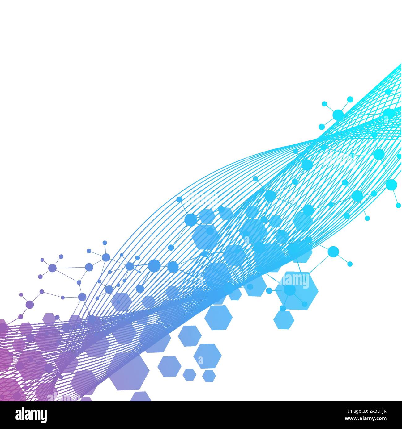 Science network pattern, connecting lines and dots. Technology hexagons ...