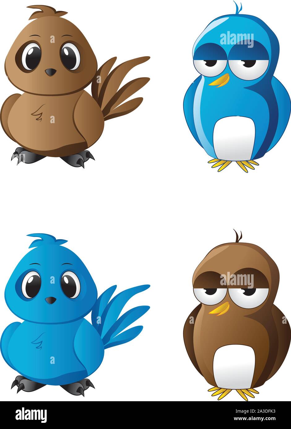Cute cartoon birds of brown and blue color Stock Vector Image & Art - Alamy
