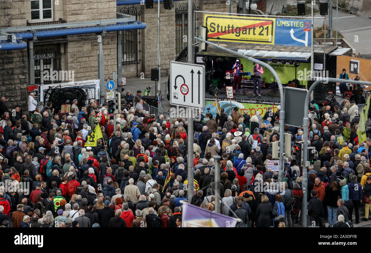 Stuttgart, Germany. 07th Oct, 2019. People are demonstrating against ...