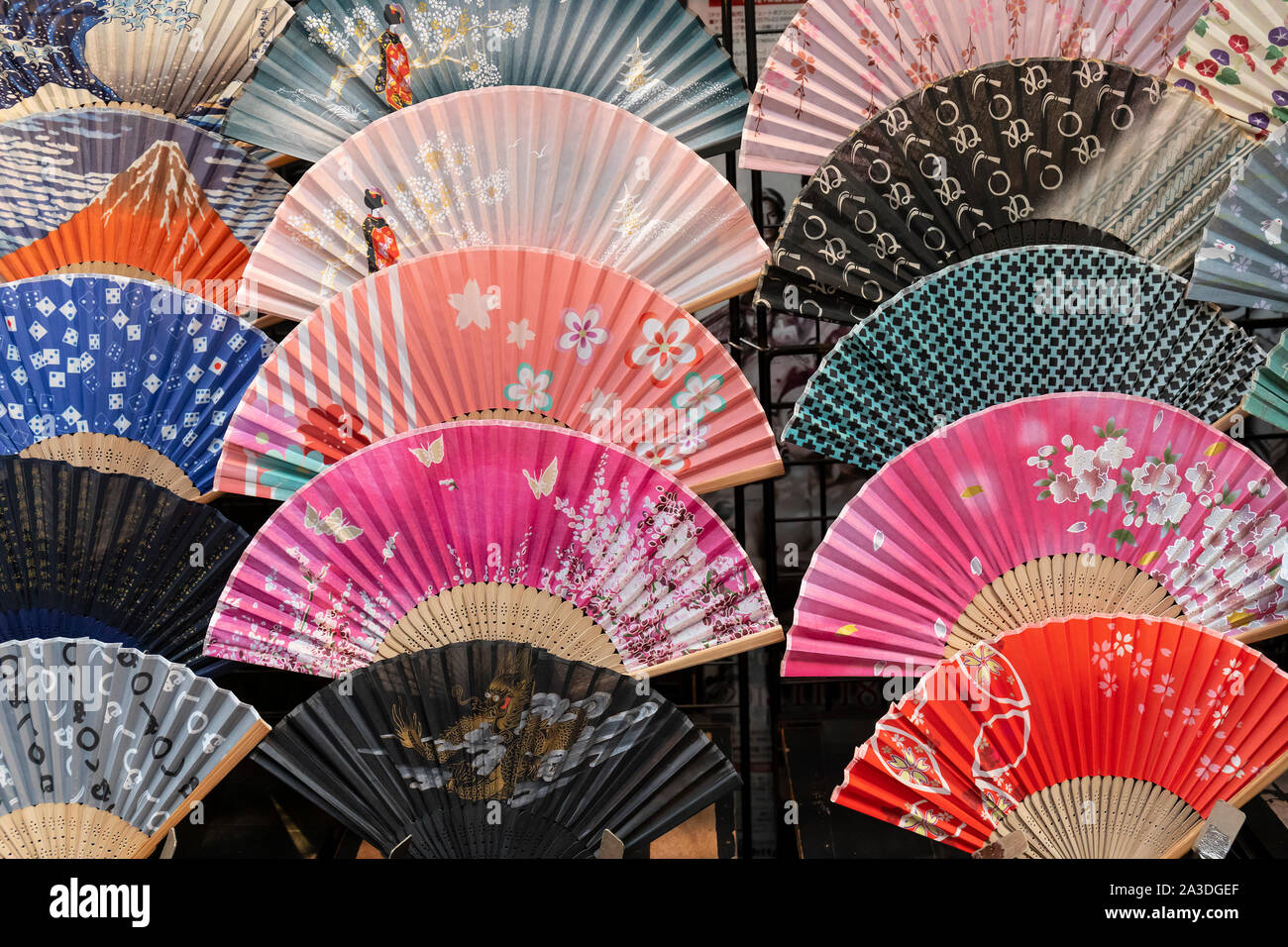Tokyo, Japan - october 30th, 2018: Traditional paper fans on display in ...