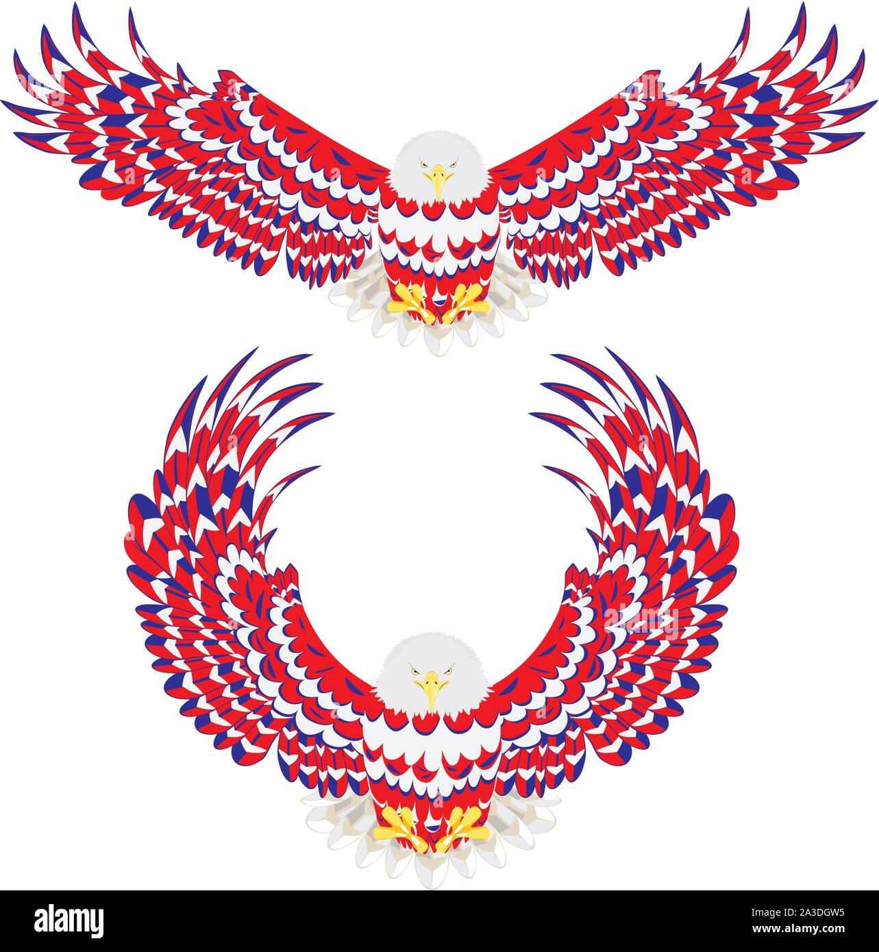 Stylized bald eagle of blue, red and white color Stock Vector Image ...