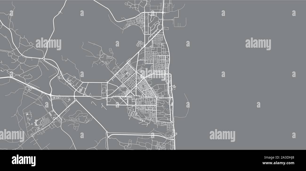Urban vector city map of Fujairah, United Arab Emirates Stock Vector ...