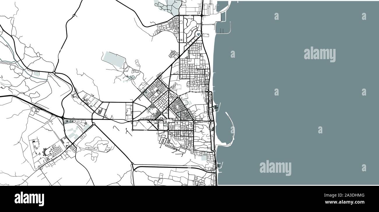 Urban vector city map of Fujairah, United Arab Emirates Stock Vector ...