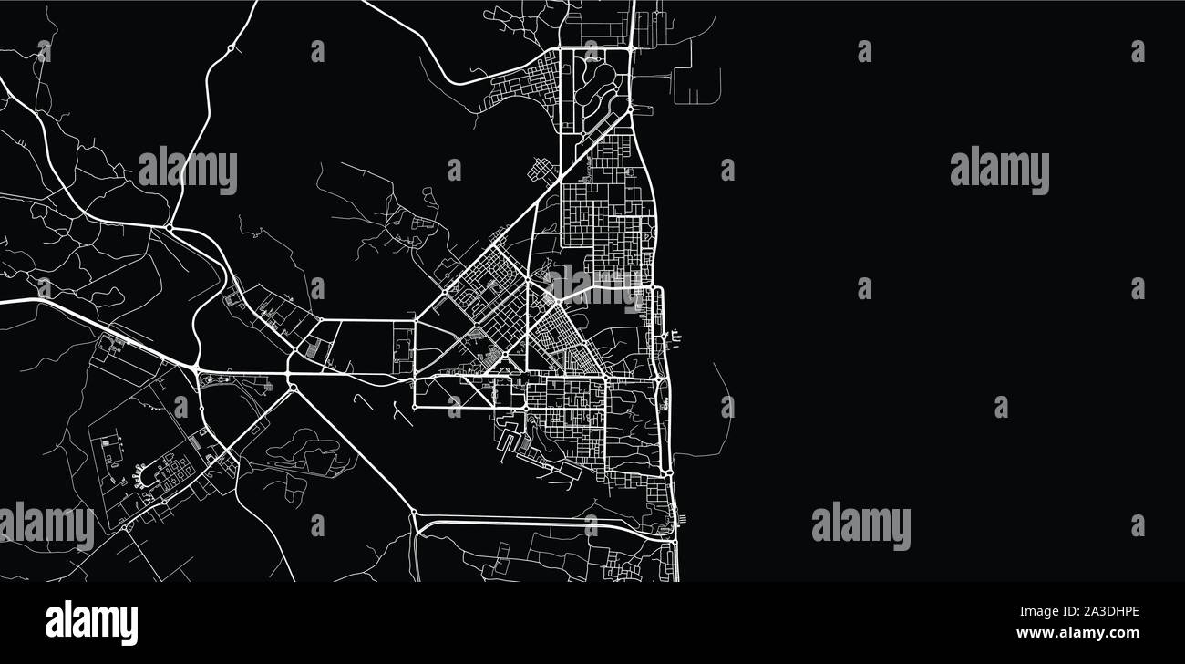 Urban vector city map of Fujairah, United Arab Emirates Stock Vector ...