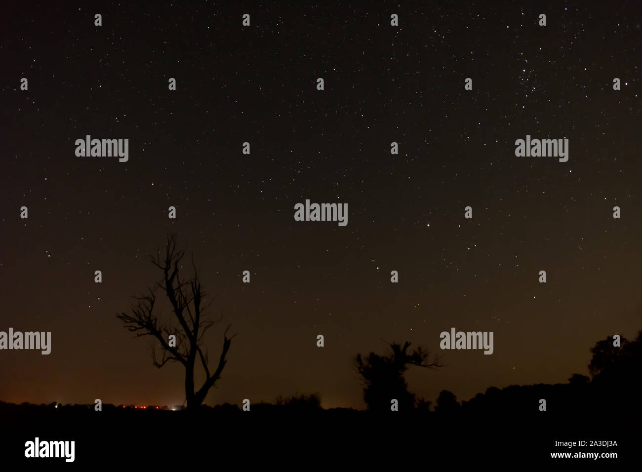 Starry Sky with city lights at Starry Park Westhavelland, Havelaue ...