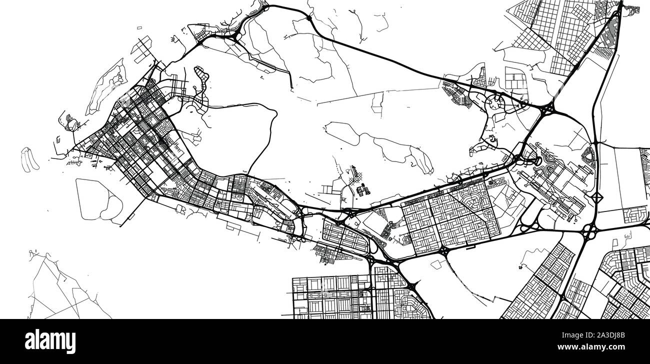 Urban vector city map of Abu Dhabi, United Arab Emirates Stock Vector ...