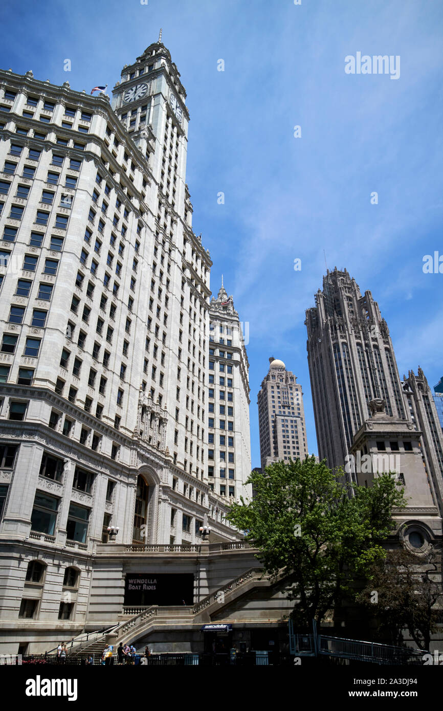 the wrigley building and tribune tower downtown chicago illinois united ...