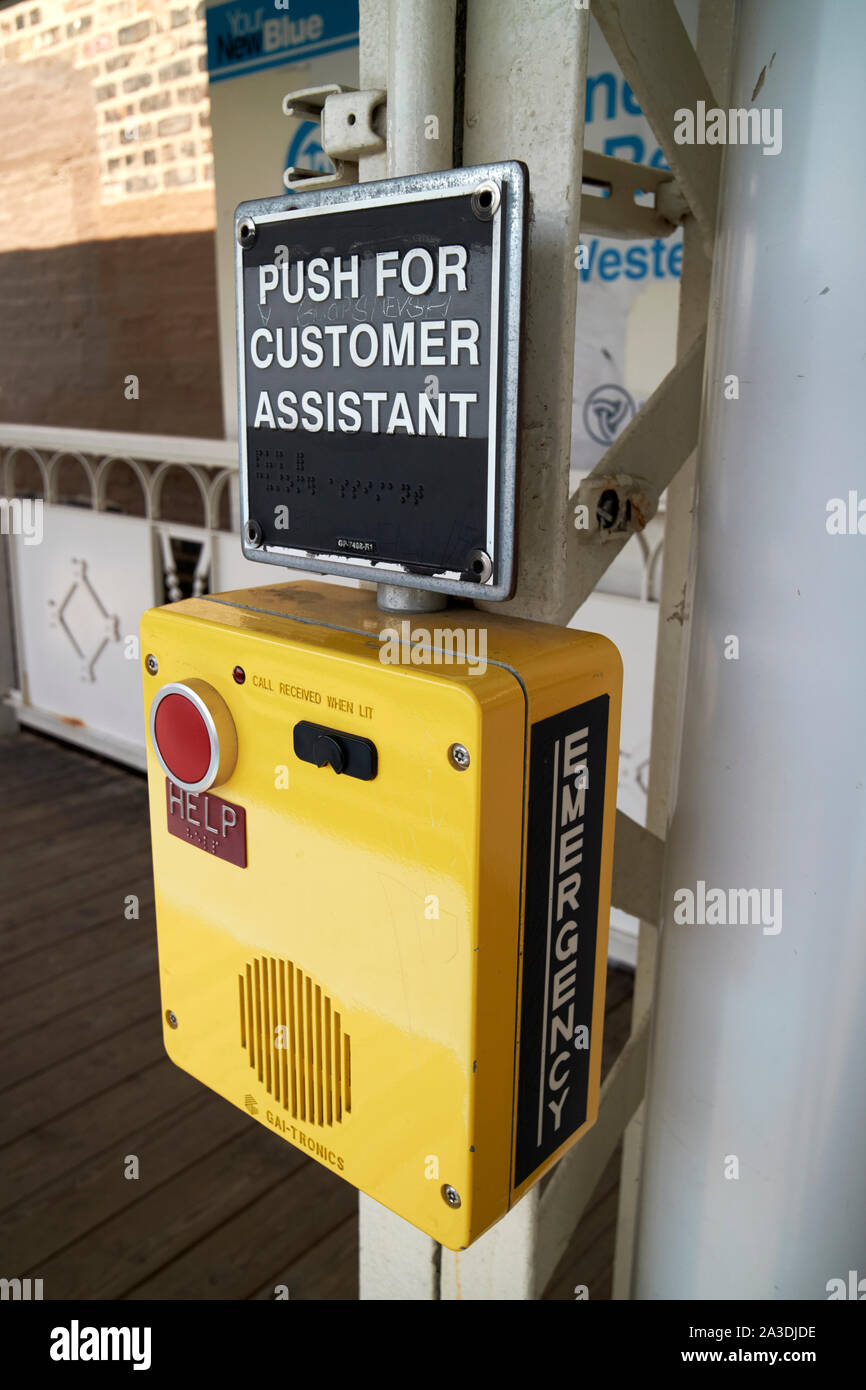 emergency yellow help box button call box on chicago cta metro system ...