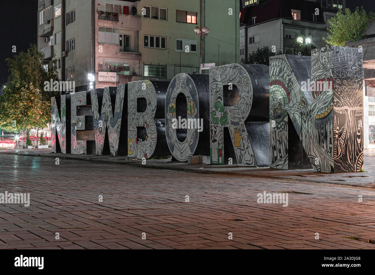 Newborn monument in Pristina Kosovo Stock Photo - Alamy