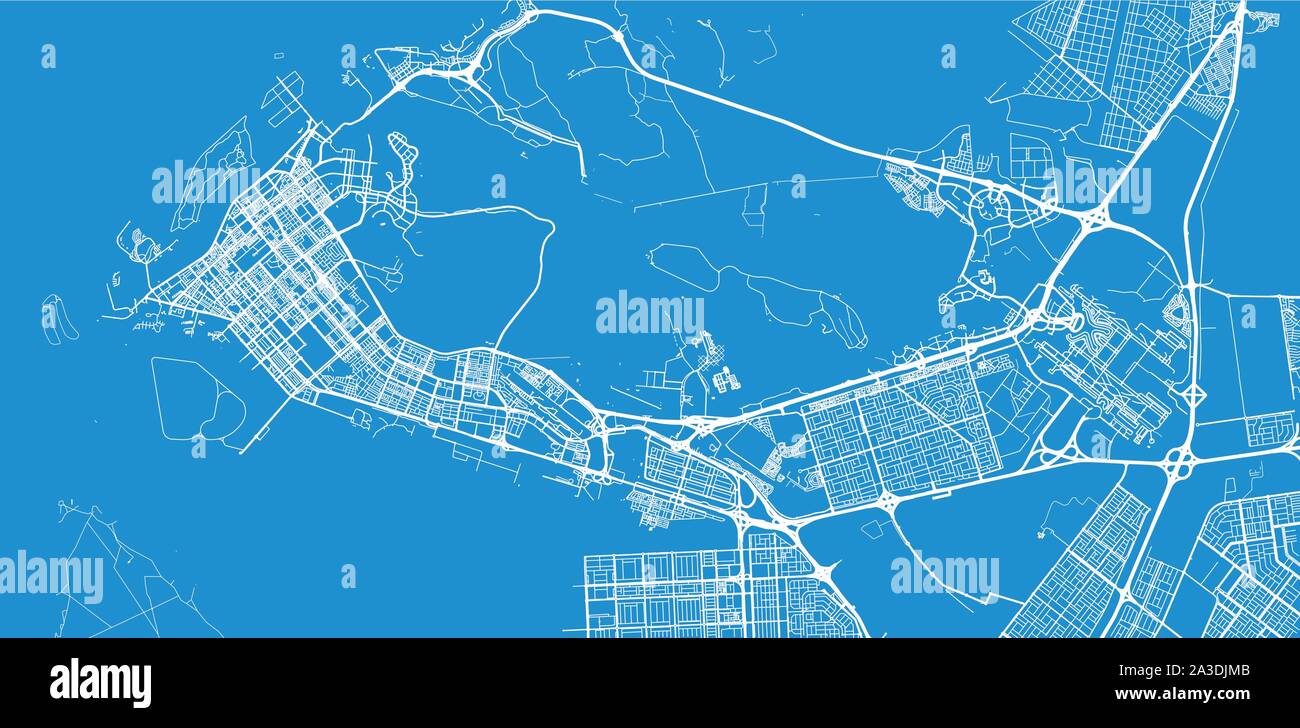 Urban vector city map of Abu Dhabi, United Arab Emirates Stock Vector ...