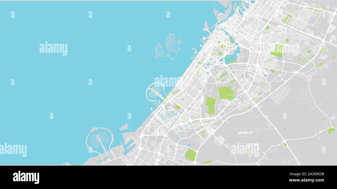 Urban vector city map of Dubai, United Arab Emirates Stock Vector Image ...