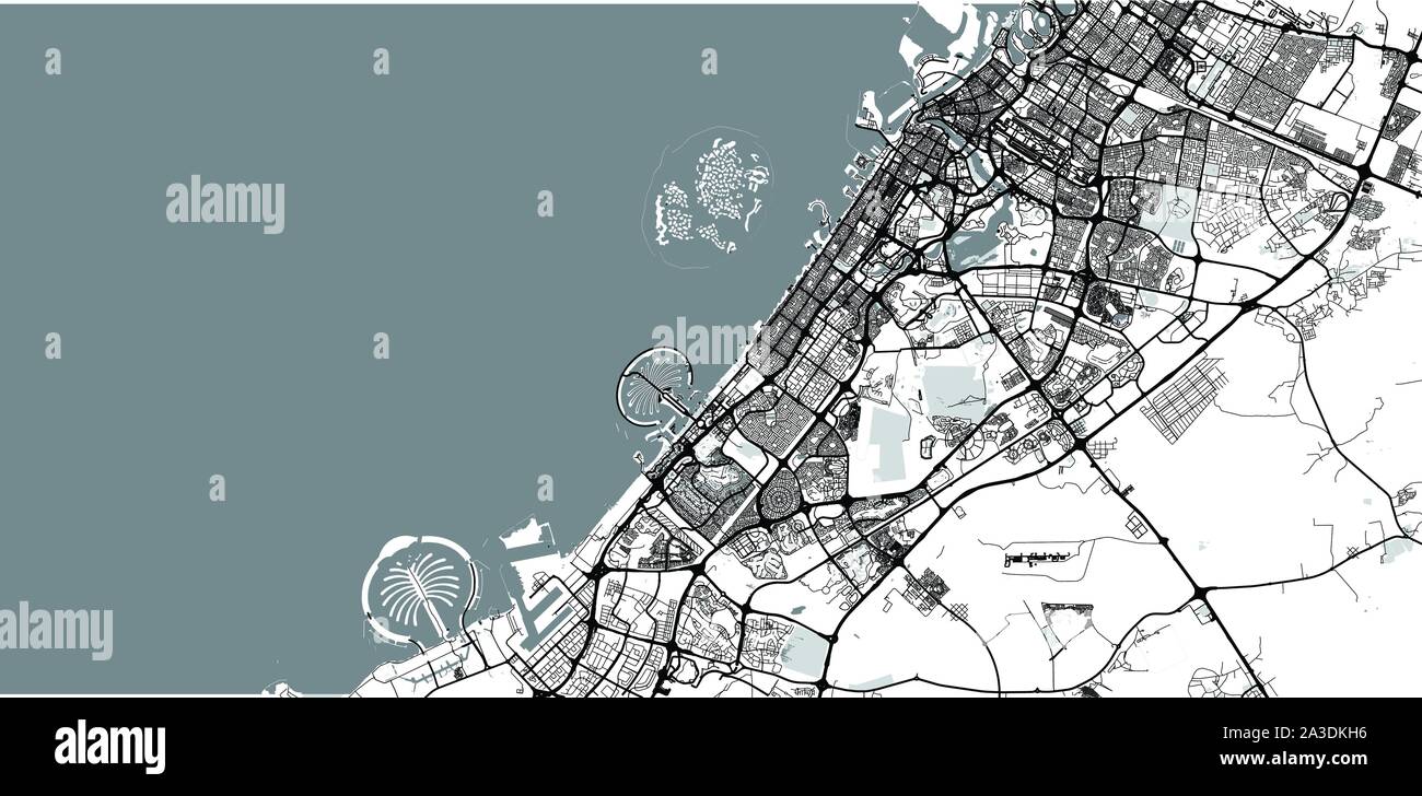 Urban vector city map of Dubai, United Arab Emirates Stock Vector Image ...