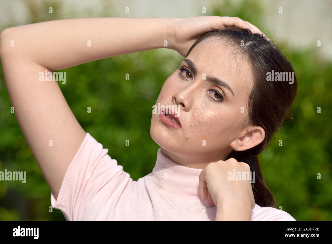 An A Confused Adult Female Stock Photo - Alamy
