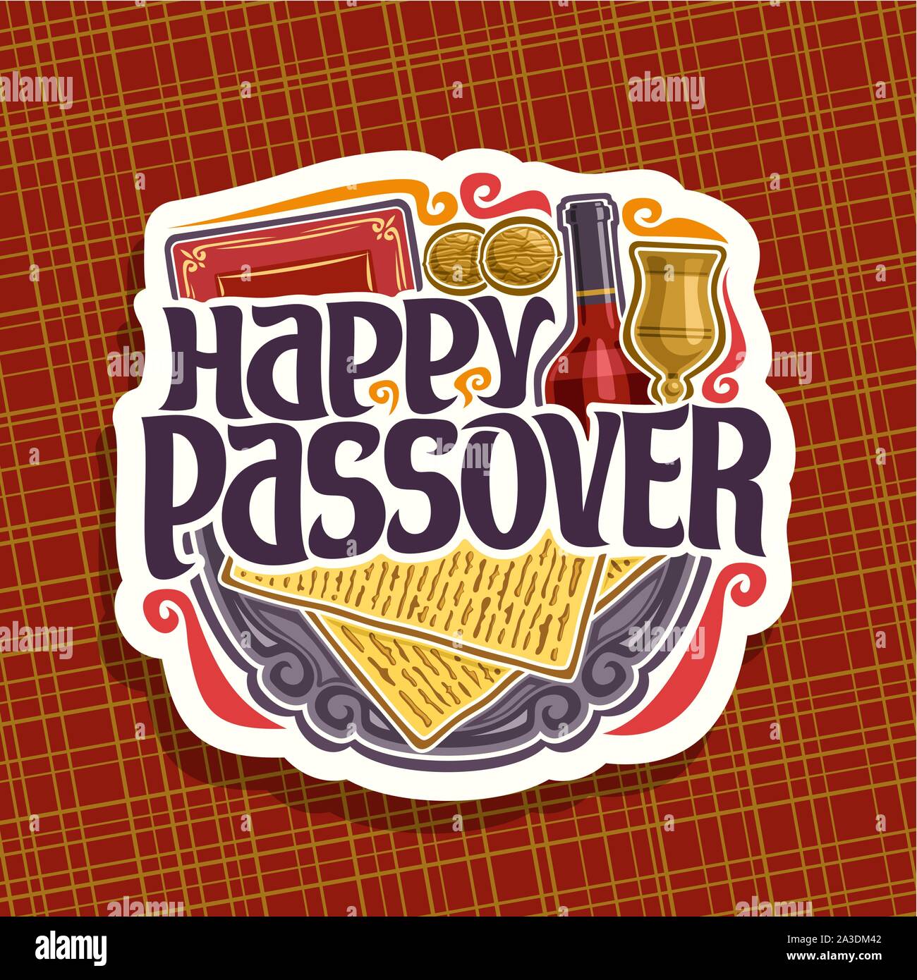 Vector logo for Passover holiday, decorative handwritten font for text ...