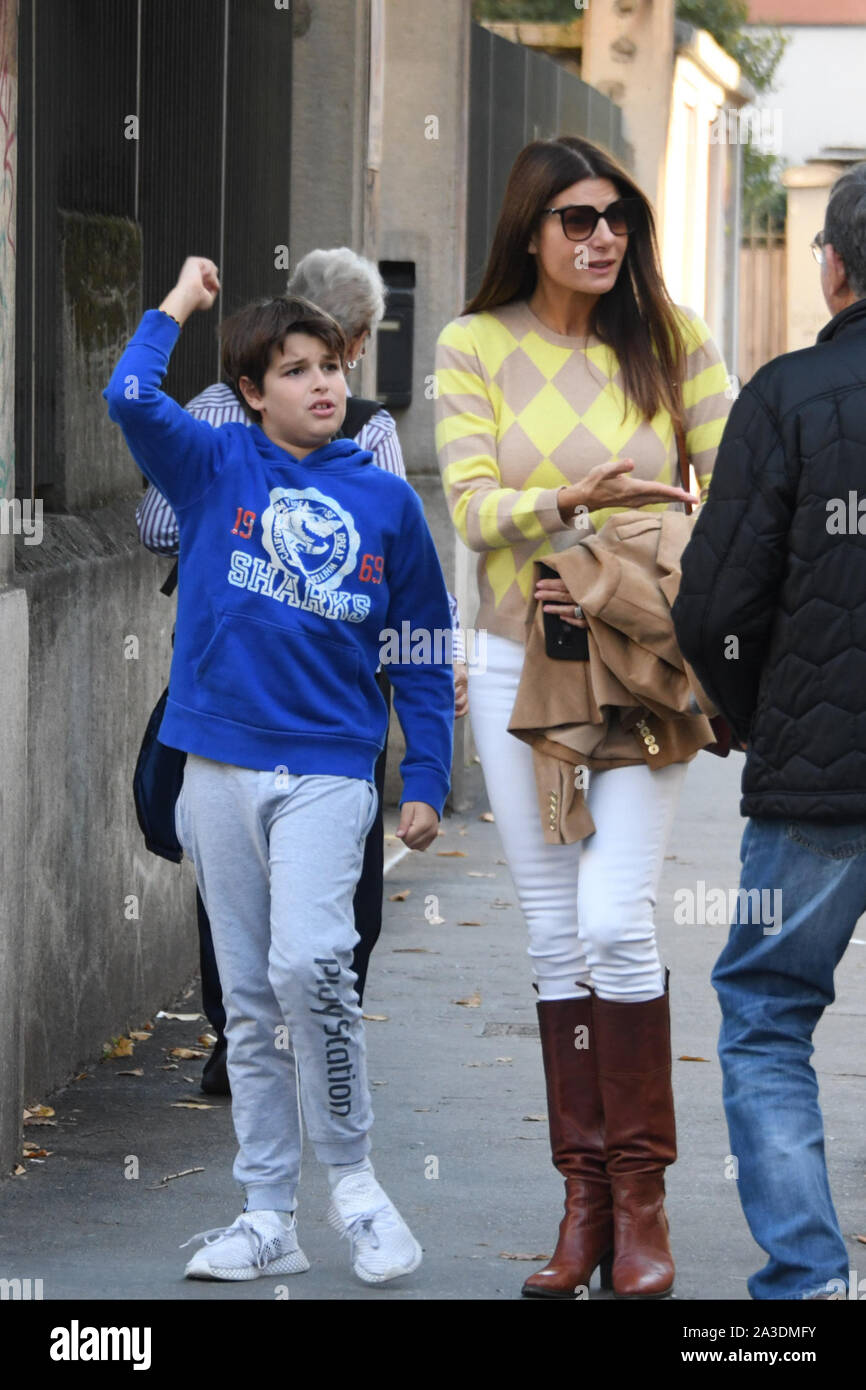 Milan, Italy. 07th Oct, 2019. Milan, Gigi Buffon and Ilaria D'amico in ...
