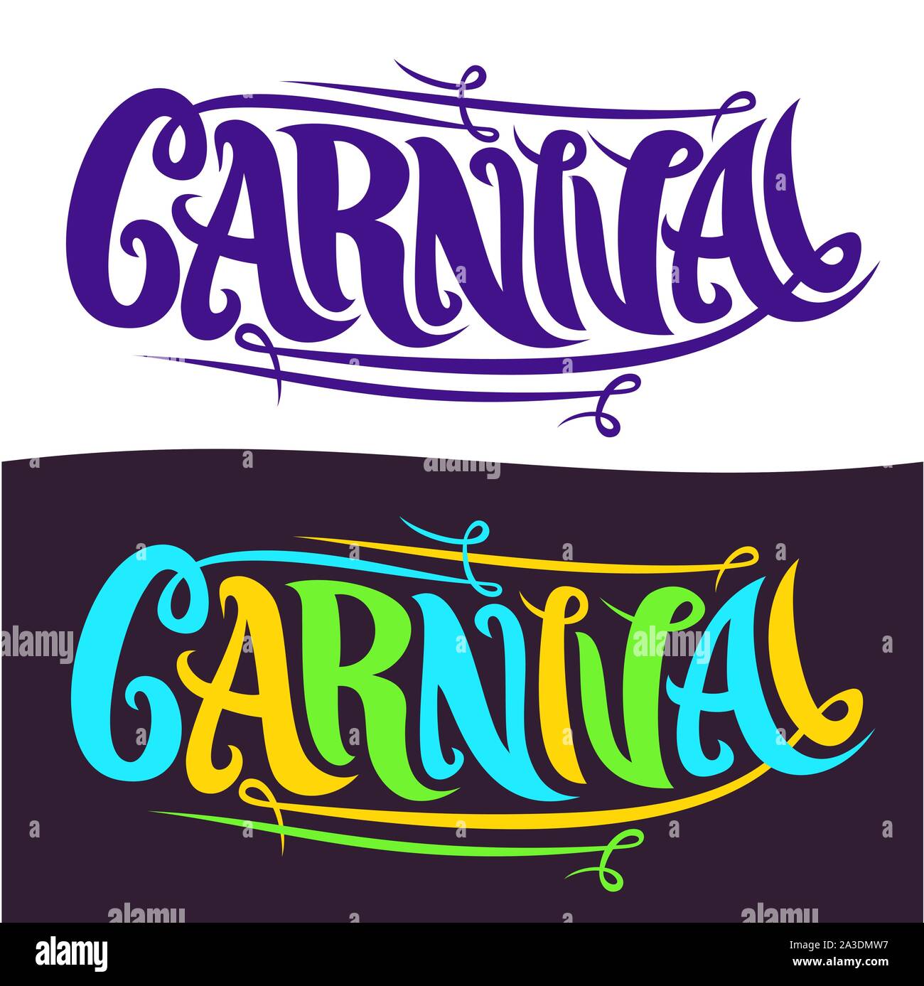 Vector banners for Carnival, hand lettering typography, decorative ...