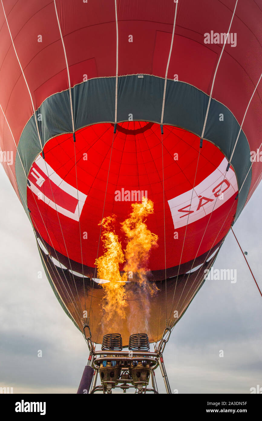 Hot air balloon fire light up, shot at a air show Stock Photo - Alamy