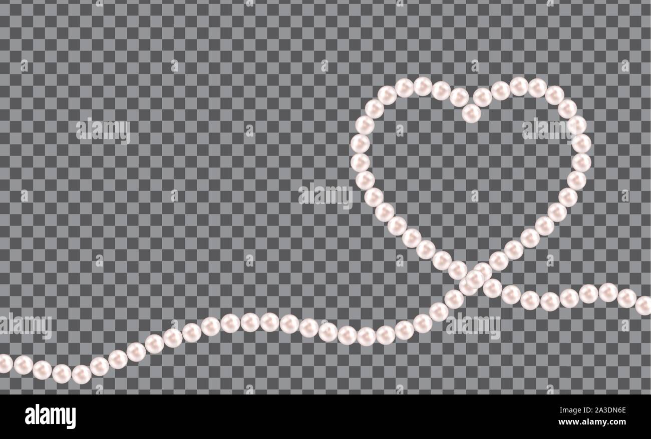 Abstract background with natural pearl garlands of beads in heart shape ...
