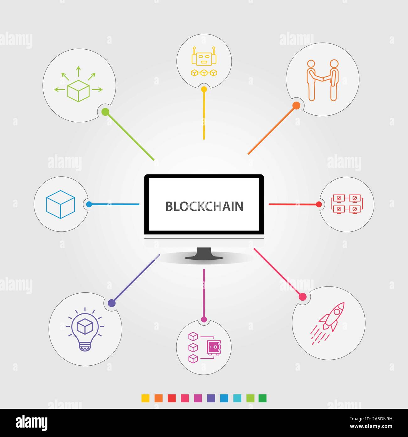 Blockchain Infographics vector design. Timeline concept include block ...