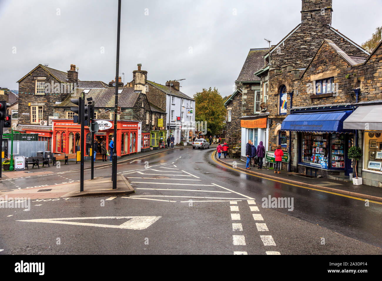 ambleside town centre, high street, near lake windermere, lake district ...