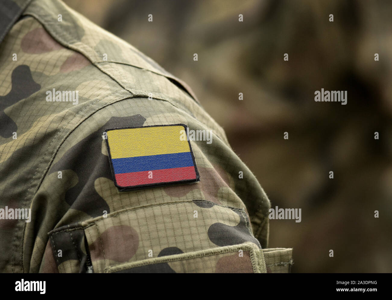 Flag of Colombia on military uniform (collage Stock Photo - Alamy