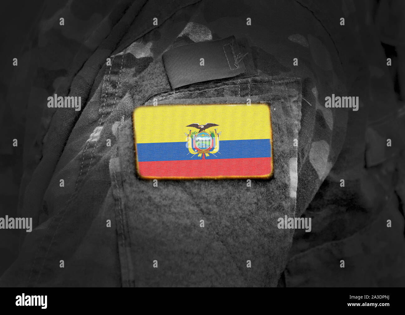 Flag of Ecuador on soldiers arm. Flag of Ecuador on military uniform ...