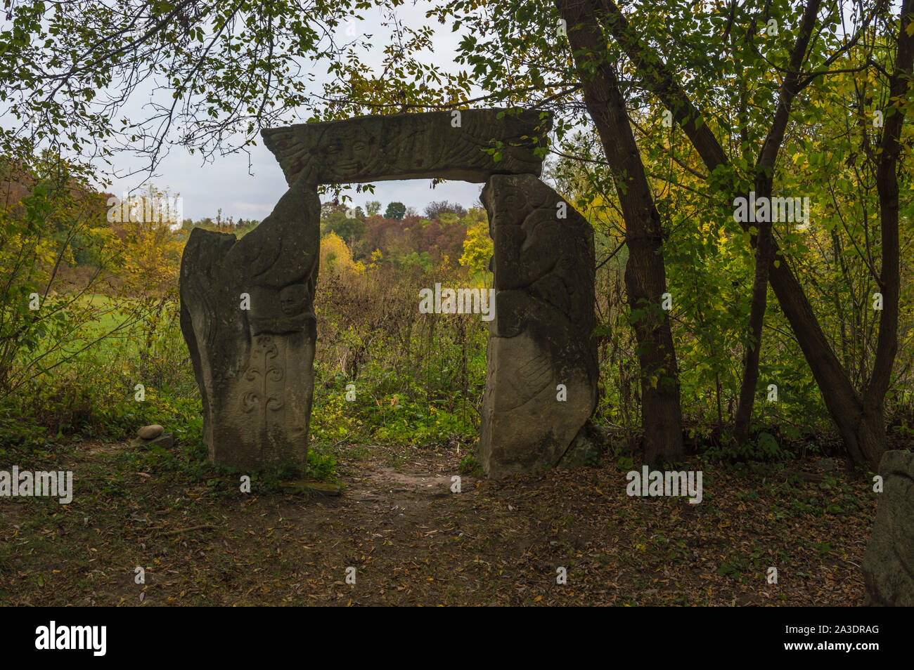 Ancient Trilithon in Forest Glade Stock Photo - Alamy