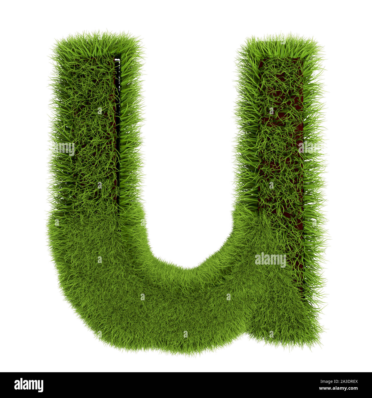 Green Grass Letter U isolated On White Background. Font For Your Design ...