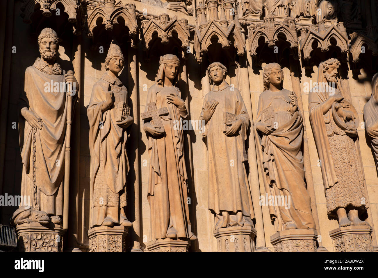 statue of soldier in front Detail of the statues of Metz Cathedral in ...