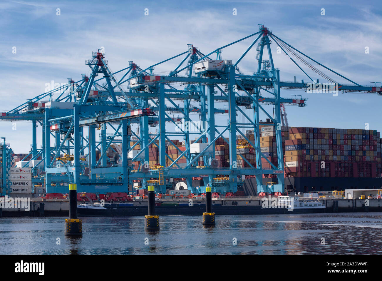 Maasvlakte 2, Rotterdam. Aerial view of container terminal in the ...