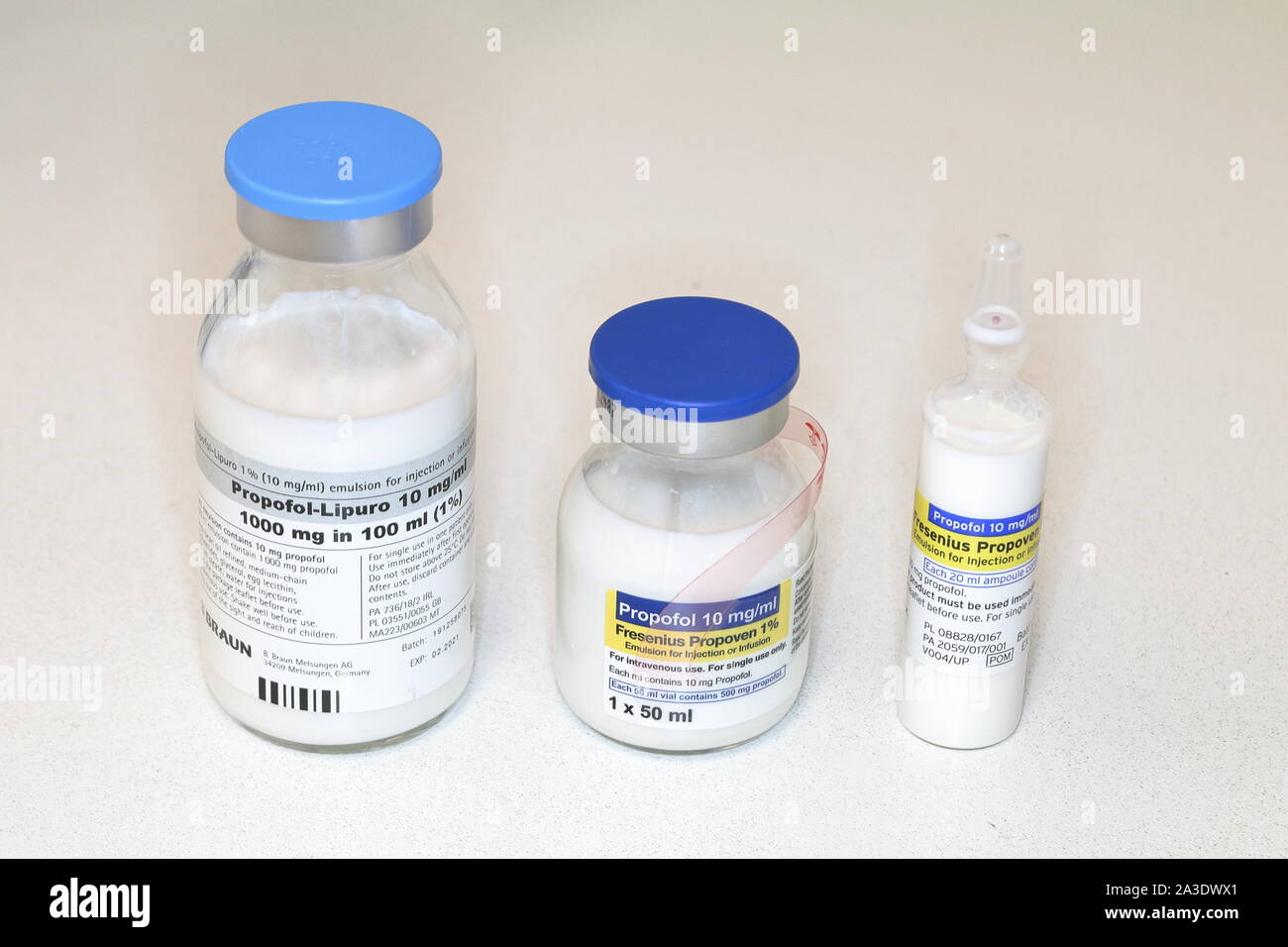 Propofol, an intravenous anaesthetic agent. the same strenght solution ...