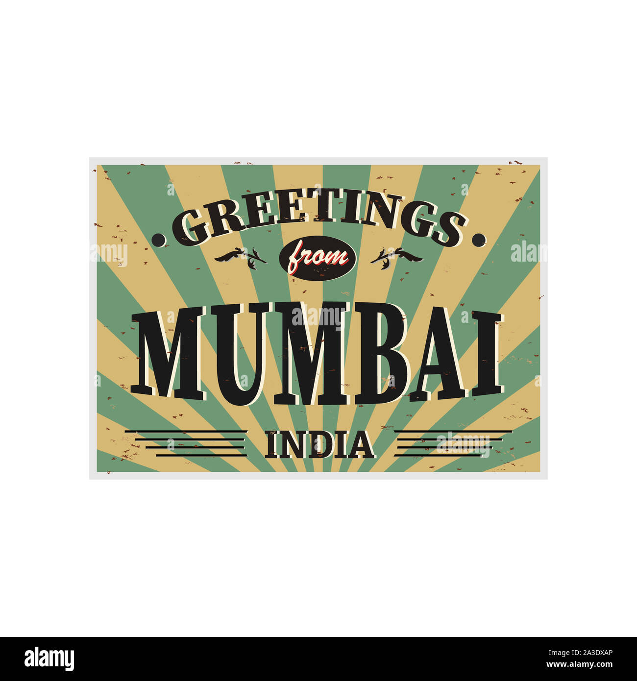 Mumbai India vintage card - poster illustration, India colors, grunge ...