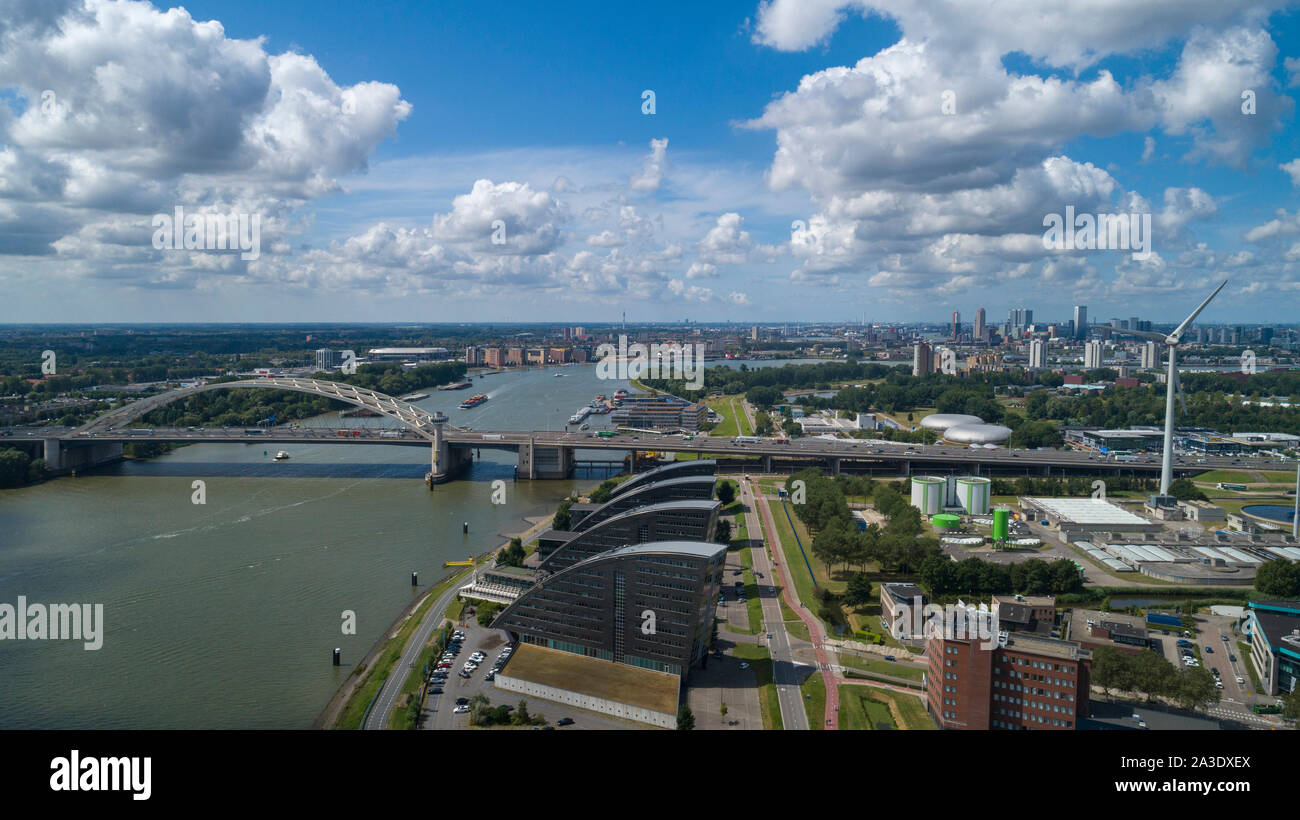 Van Brienenoord Bridge in Rotterdam over the river Nieuwe Maas seen ...