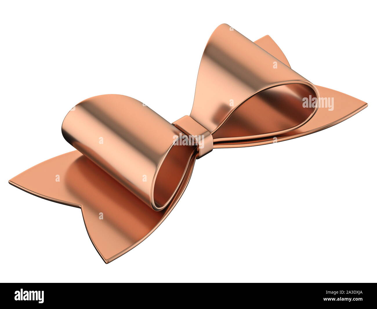 Simple bronze ribbon bow 3D rendering illustration isolated on white ...