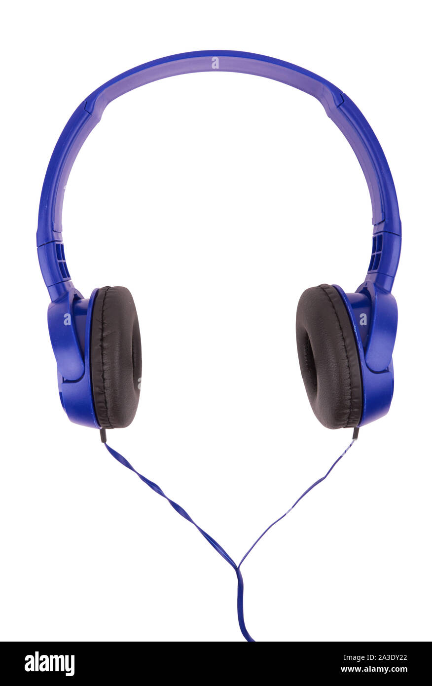 Blue headphones isolated on a white background Stock Photo - Alamy