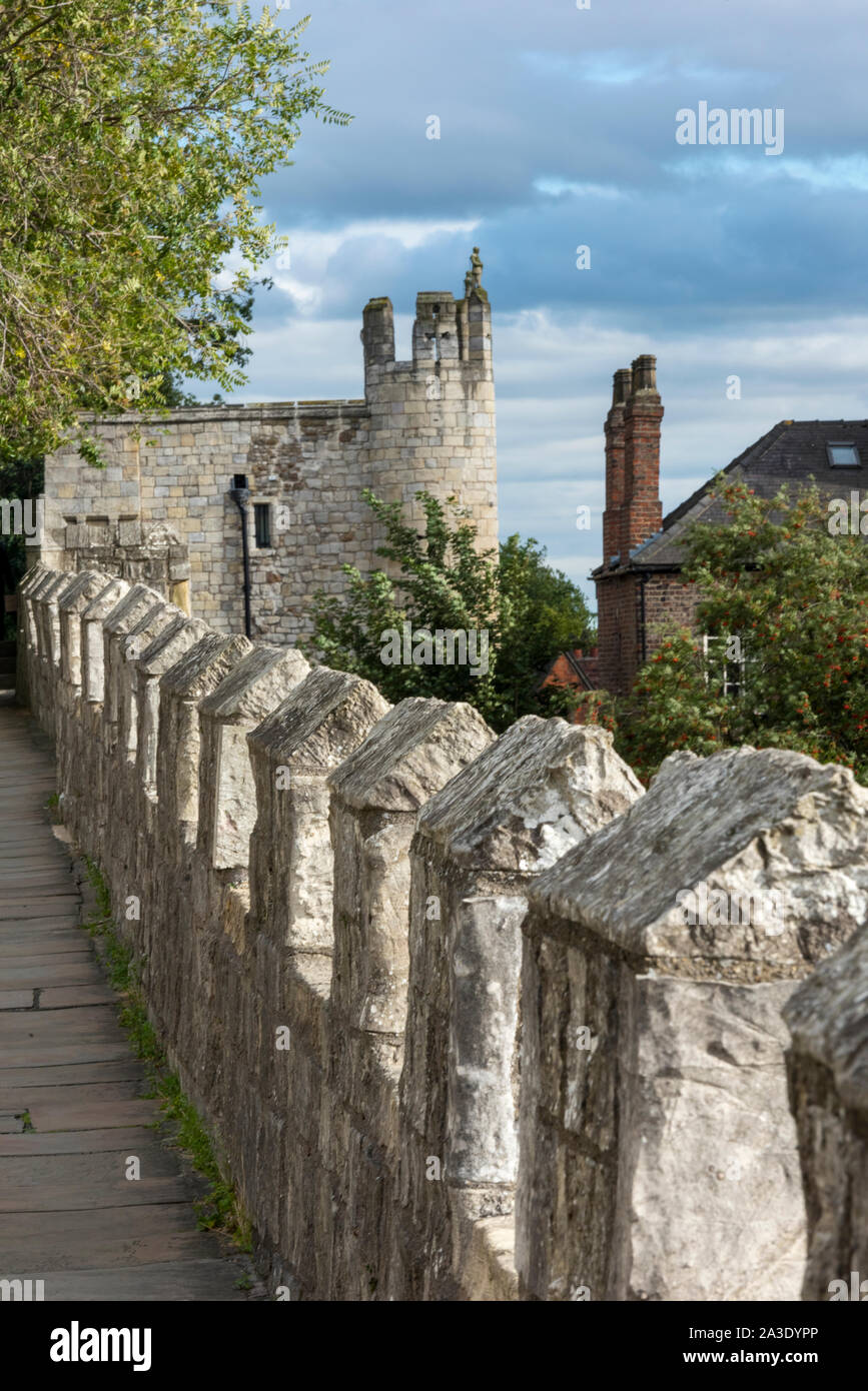 the historic city walls of York in the north of England Viking medieval ...