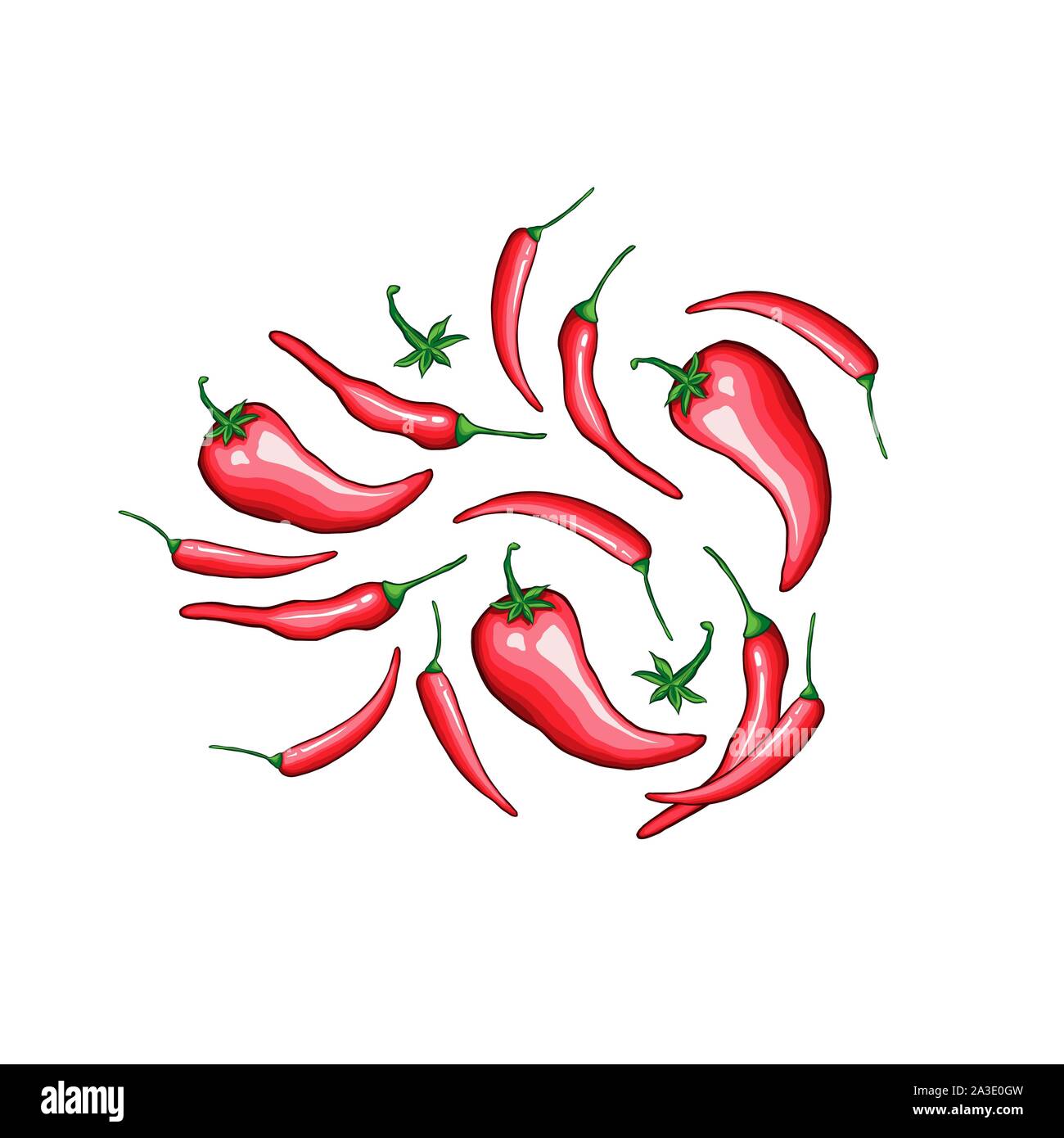 Chili pepper hand drawn vector illustrations set. Traditional mexican ...