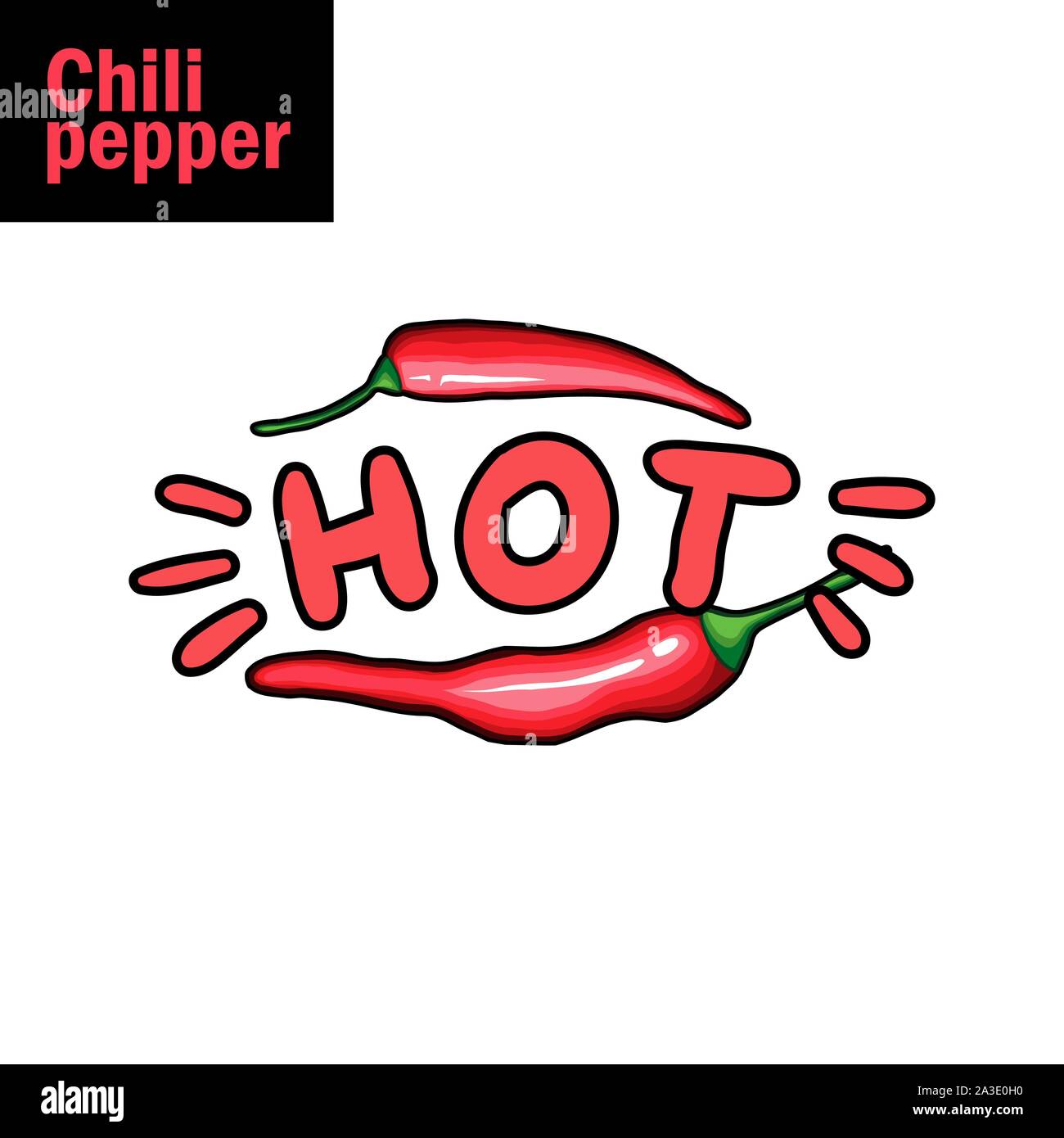 Chili single pepper hand drawn vector illustration with handwritten ...