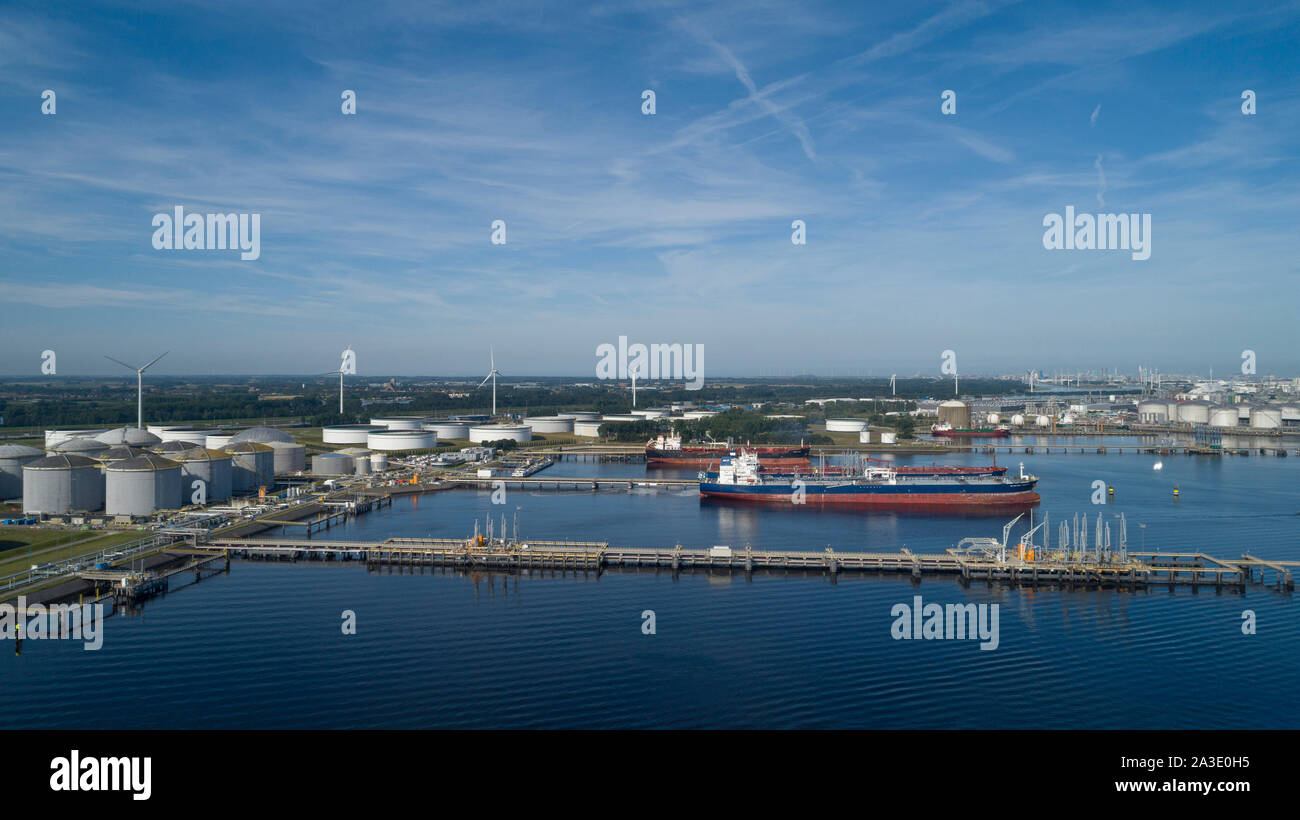 Port of Rotterdam. Botlek. Oil refinery plant from industry zone ...