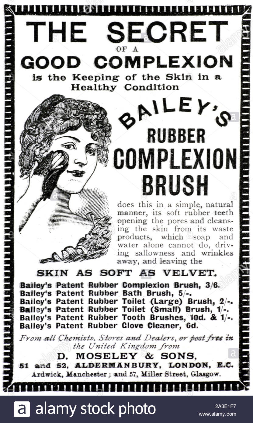 Victorian era, Bailey's Rubber Complexion Brush, vintage advertising ...