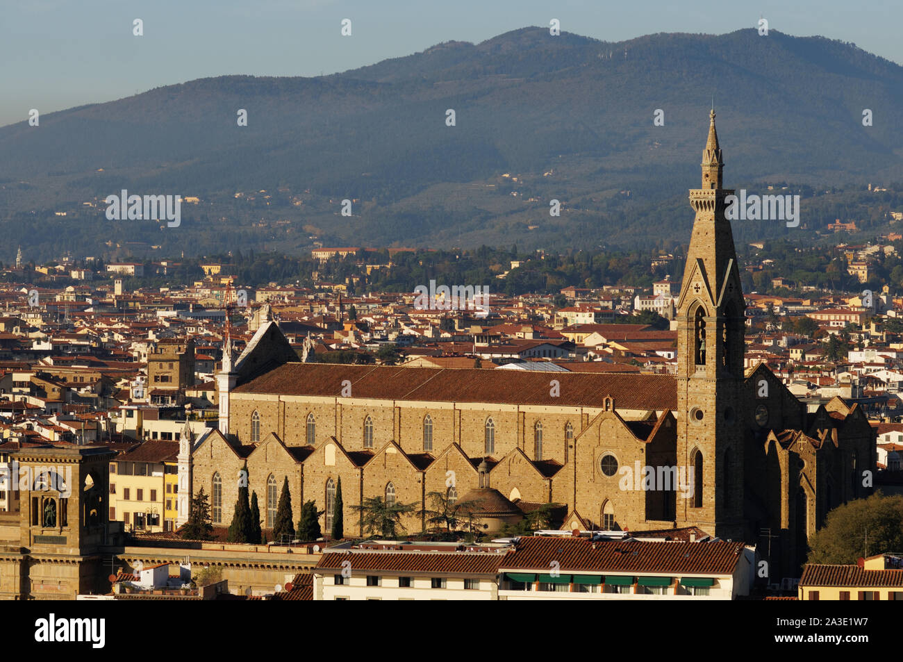 Classic view of Florence, Basilica di Santa Croce cathedral Stock Photo ...