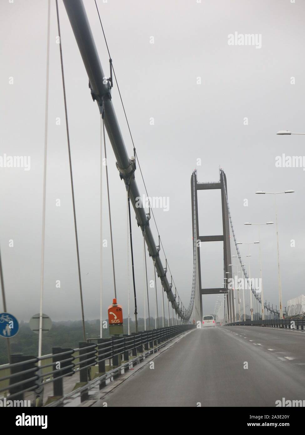 Driving along the Humber Bridge on a grey rainy day, the A15 that ...