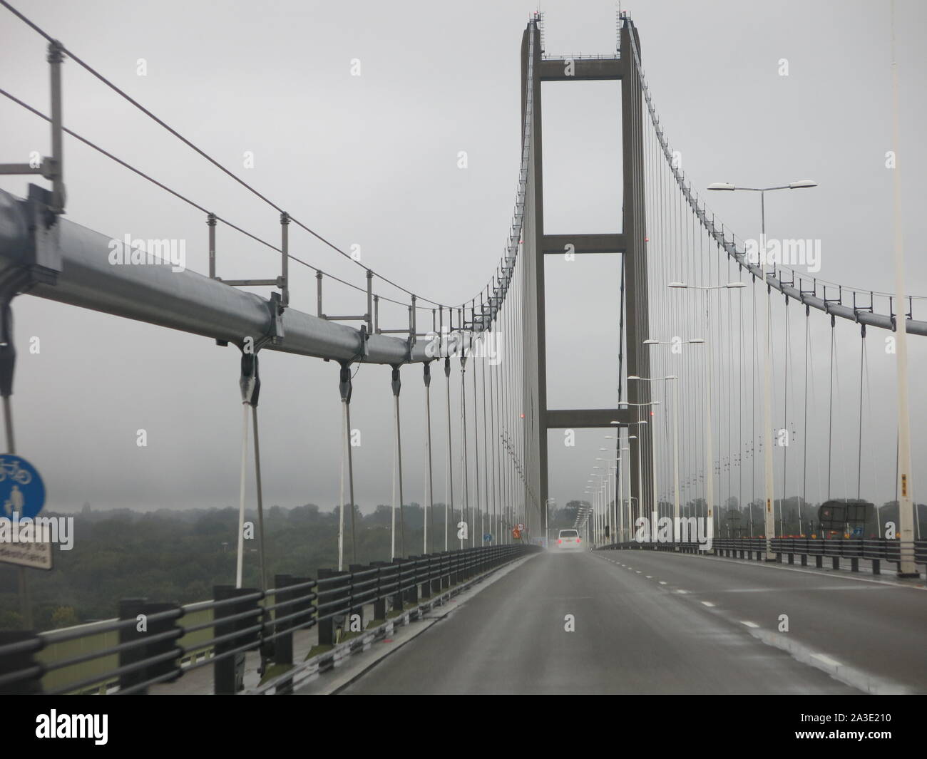 Driving along the Humber Bridge on a grey rainy day, the A15 that ...