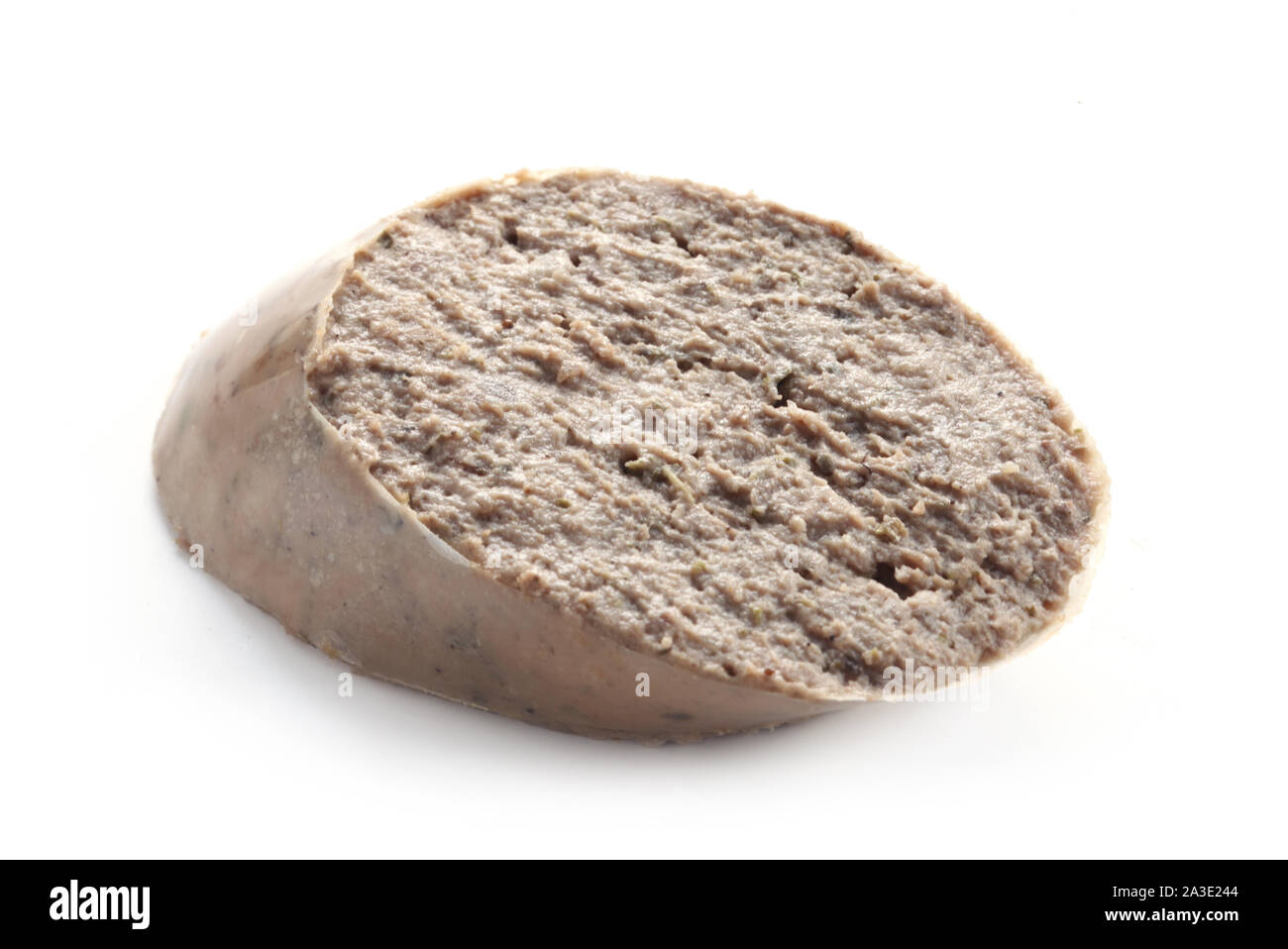 A Slice Of German Leberwurst Isolated On White Stock Photo - Alamy