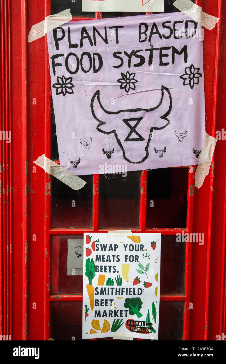 London, UK. 7 October, 2019. Animal rights activists from Extinction ...