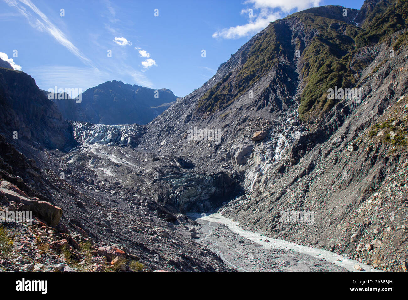 View of river of melted glacial water from Fox glacier Stock Photo - Alamy