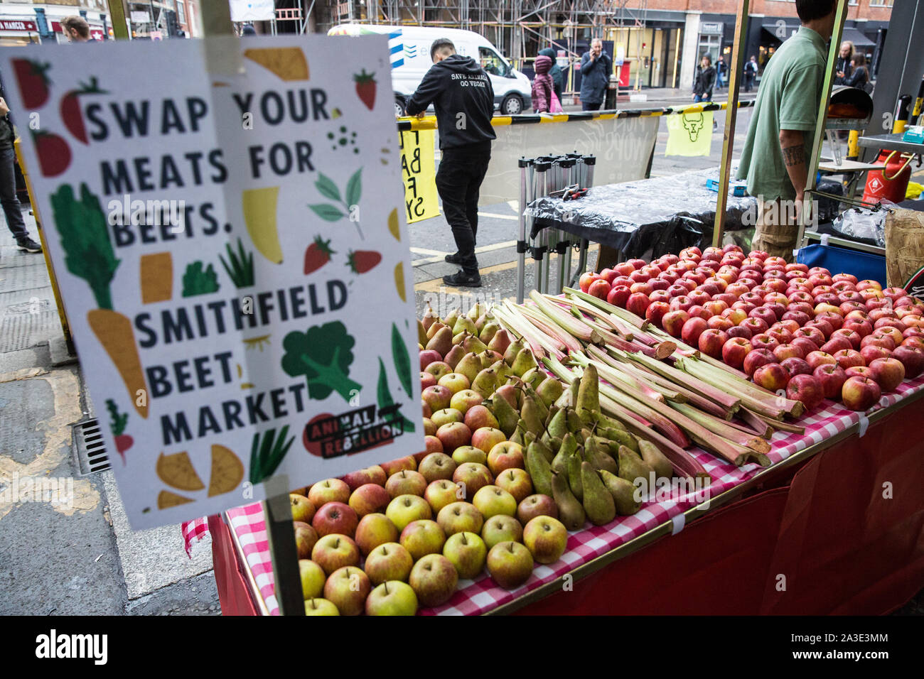 London, UK. 7 October, 2019. Animal rights activists from Extinction ...